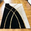 Oval White Gold Plush Luxury Rug, Faux Leather Oval Rug Large, White ...