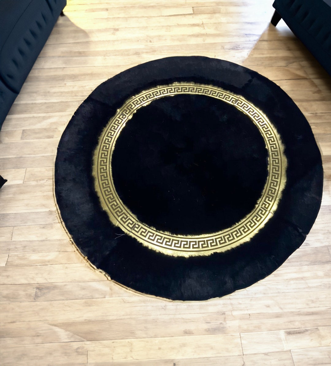 Black Round Rug for Bedroom, Fluffy Circle Rug 5'X5' Rug for Living ...