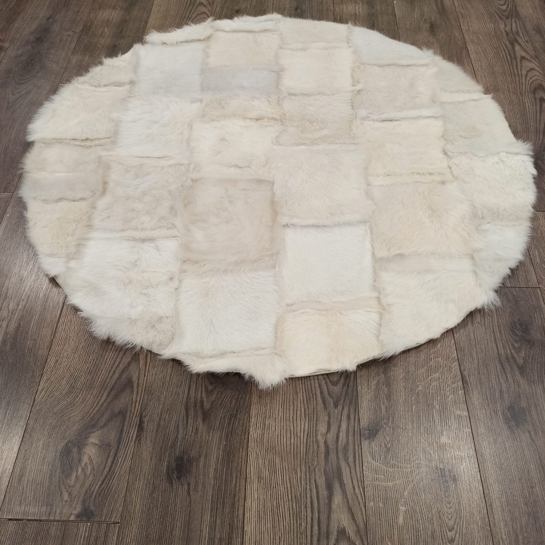 White Soft Round Sheepskin High Quality Rugs, Fluffy Soft Living Room ...
