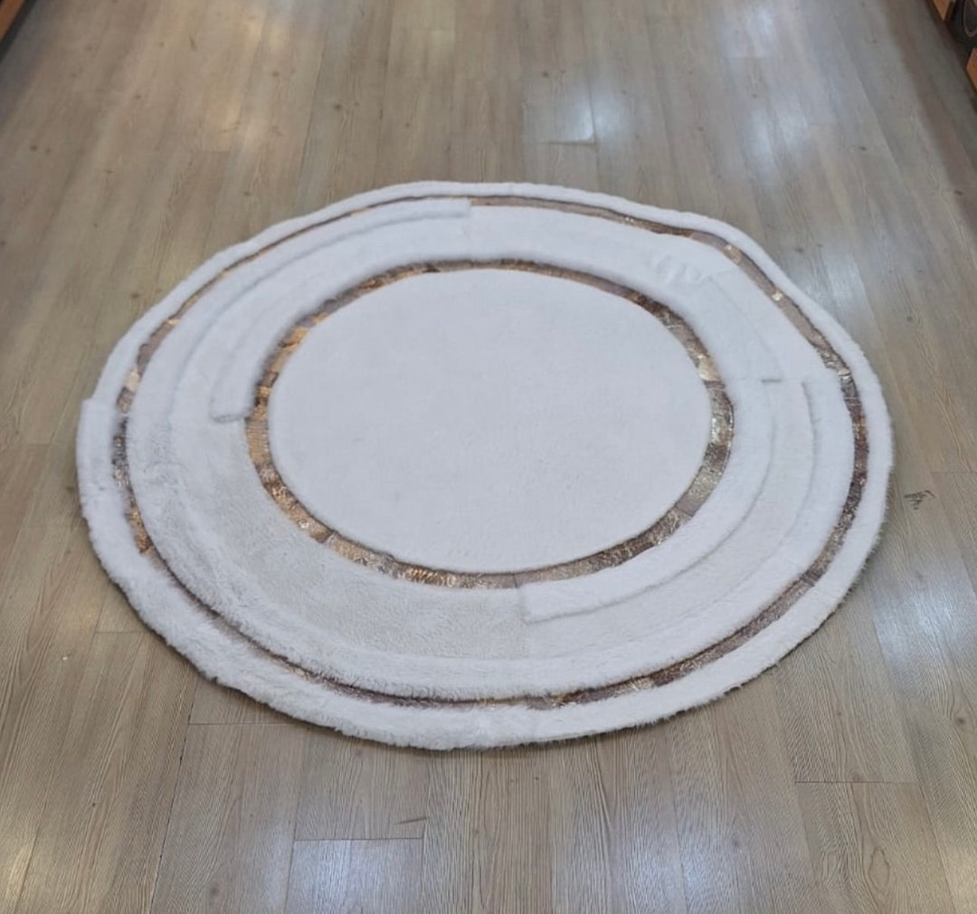 White Round Elegant Rug for Bedroom, Fluffy Circle Rug 4'X4' Rug for ...