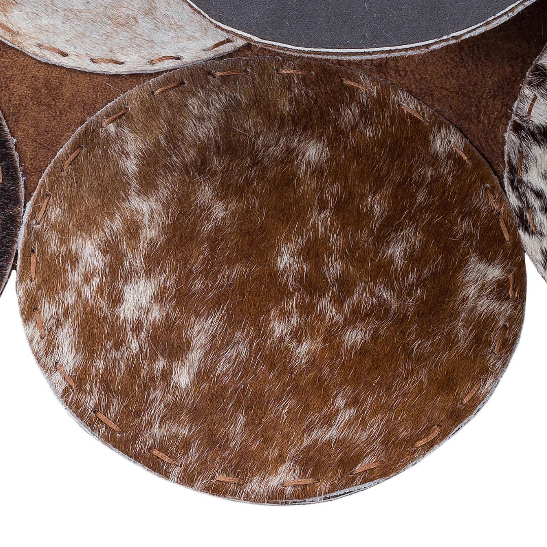 Geometric Round Circle Real Cowhide Rug, Handmade Patchwork Area Rug ...