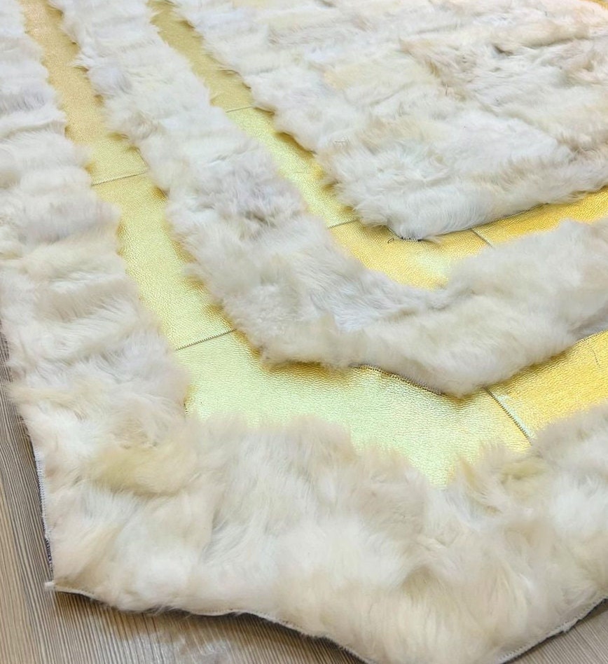 White and Gold Fluffy Soft Natural Sheepskin Rug, White and Gold Living ...