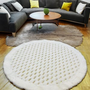 White Round Rug for Bedroom, Fluffy Circle Rug 6'X6' Rug for Living ...