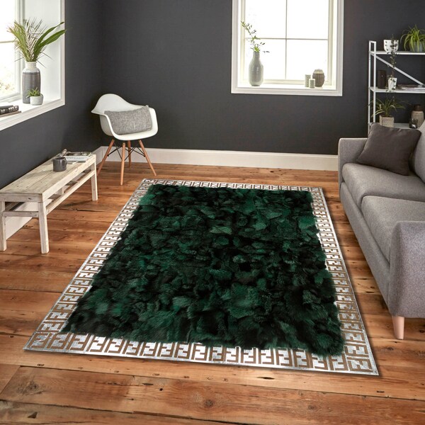 Fuzzy Green Rug - Etsy
