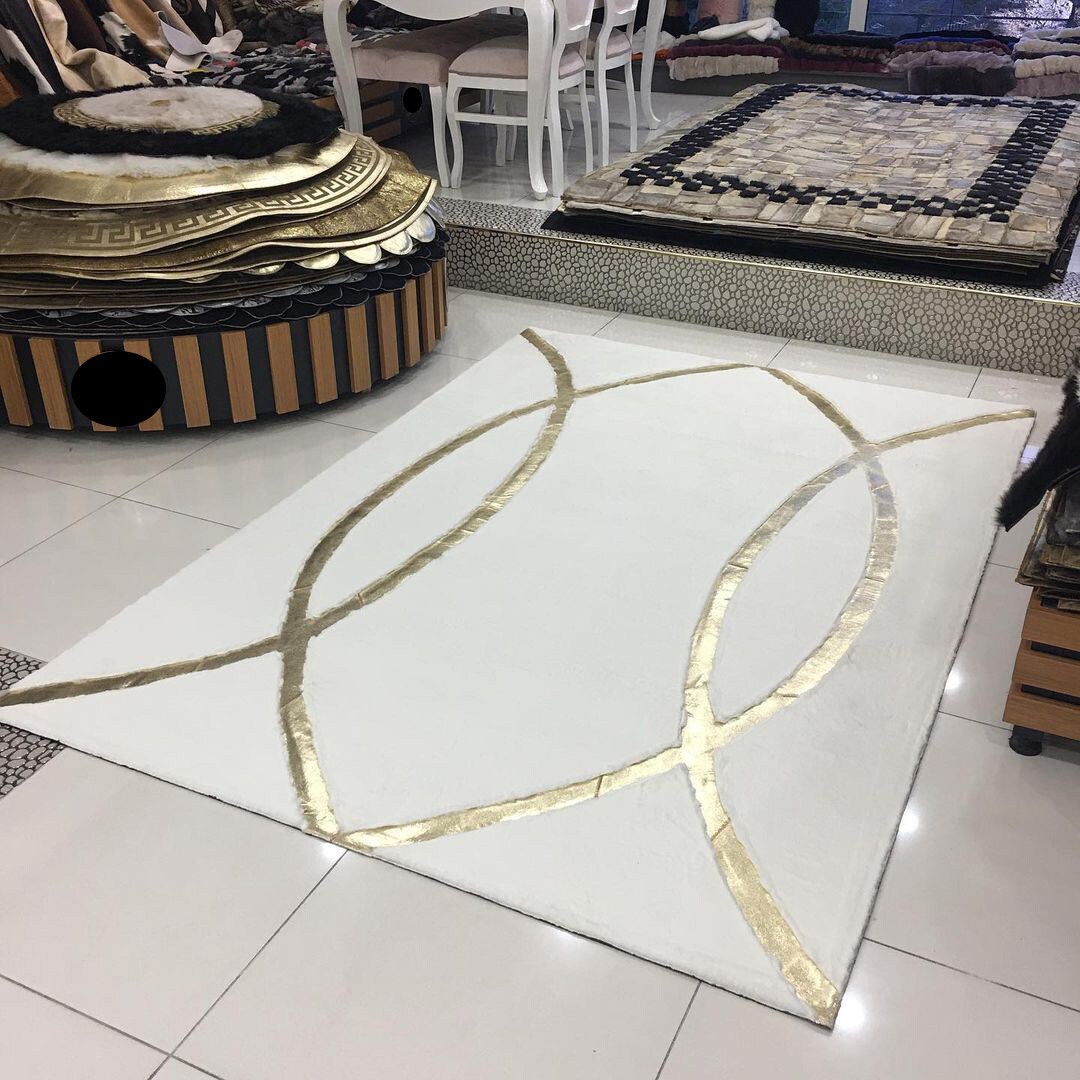 Black Gold 5x8 Area Rug for Living Room Fluffy Shaggy Area - Etsy