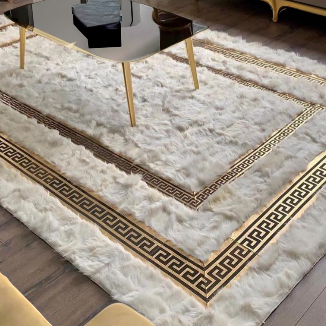 Luxury White Gold Large Sheepskin Area Rug 6 X 8, White Sheepskin Rug ...