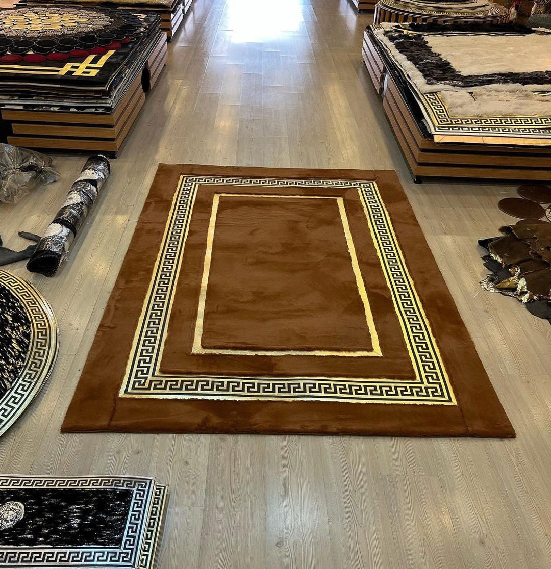 Soft Shaggy Rug Fluffy Plush Brown Gold Bedroom Carpets, Plush Area ...