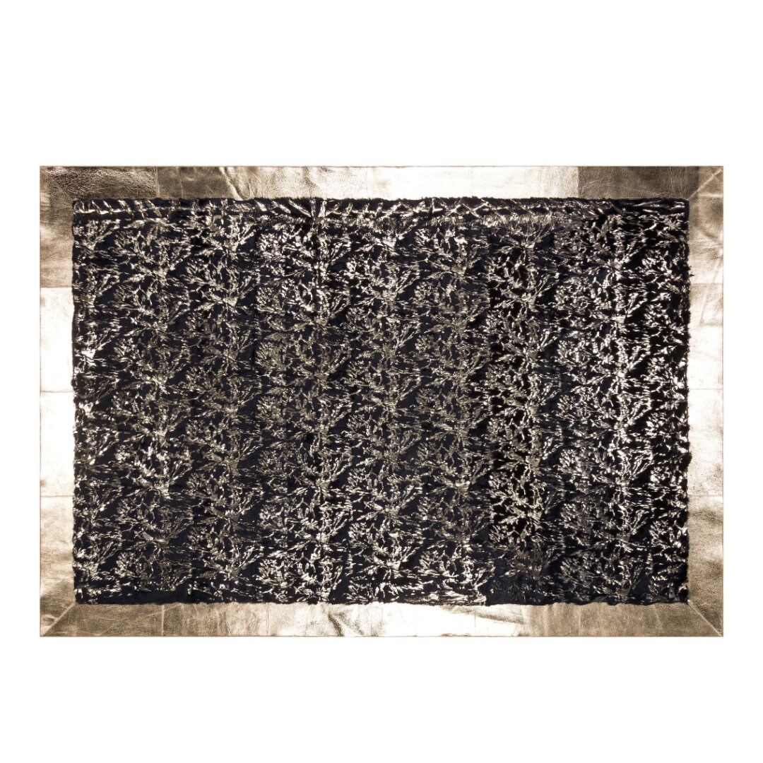 Elegant Plush Area Rug, Faux Leather Rug, Living Room Rug Large, Black ...