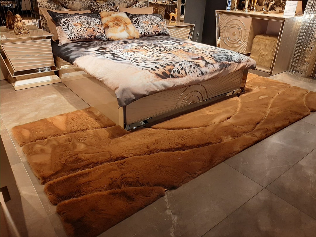 Bedroom Caramel Gold Plush Custom 8x12 Rug Faux Leather Hallway Rug ...