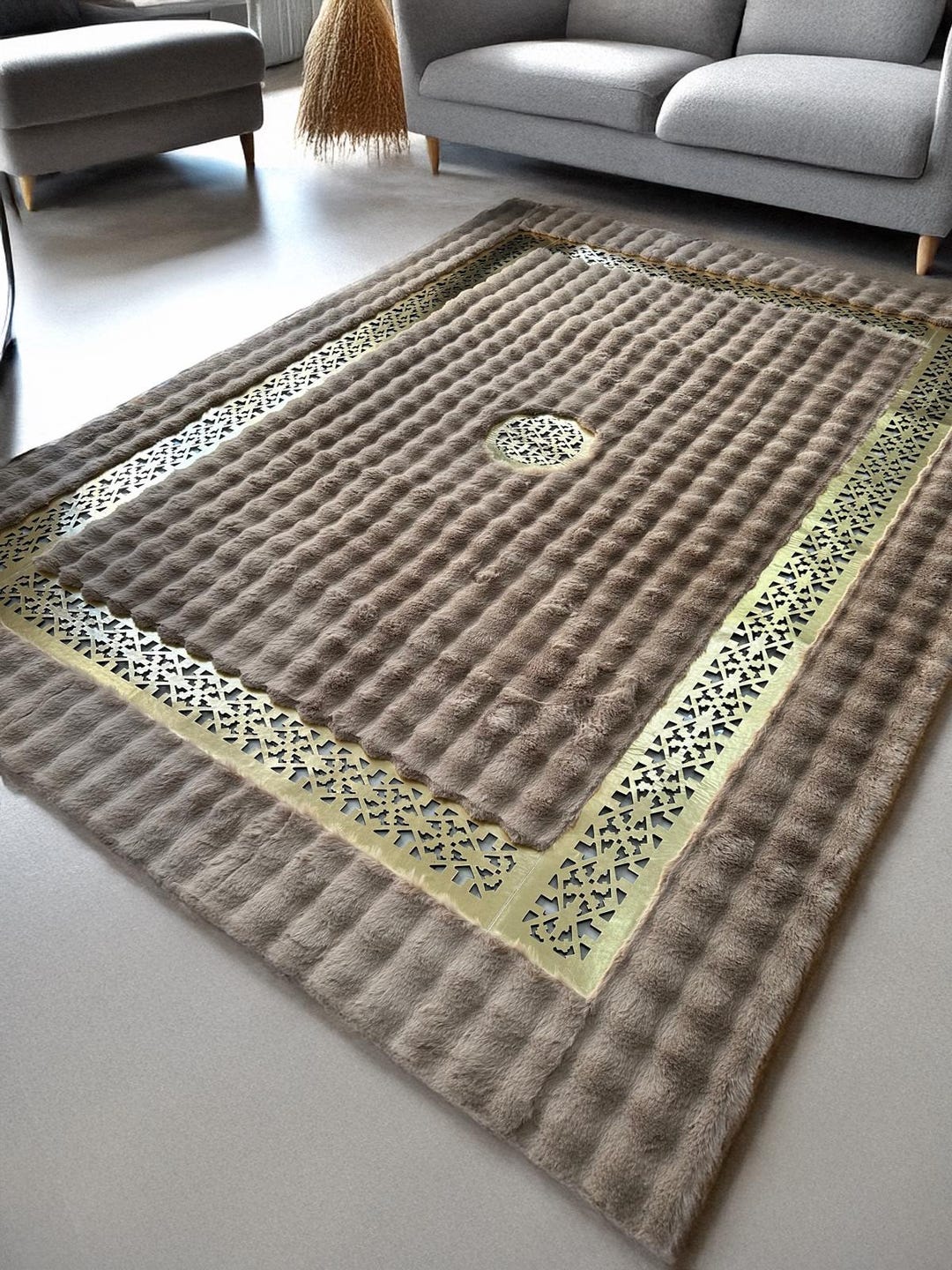 Geometric Plush Furry Soft Modern Luxury 8x10 Rug, Faux Fur Area Living ...