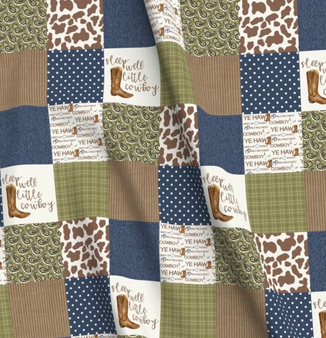 Made to Order, Little Cowboy Patchwork, Premium UV50 Canopy for Your ...