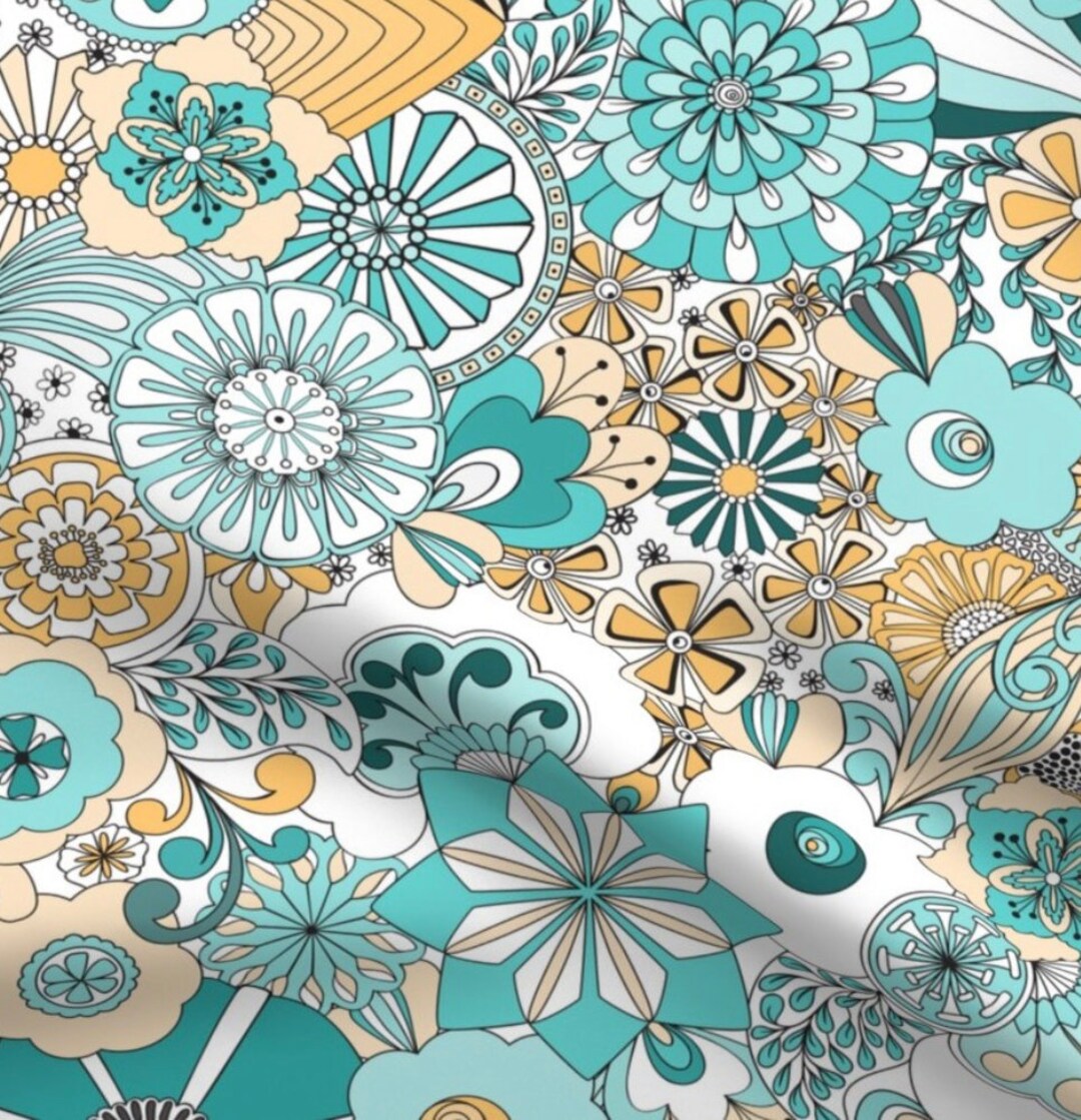 Made to Order, Retro Floral 3, Premium UV50 Canopy for Your Wonderfold ...