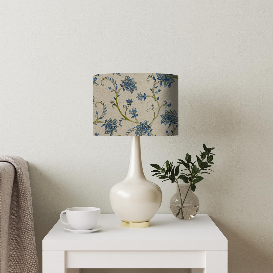 New! Handmade Kentwell Cornflower Blue Fabric Drum Ceiling and Table ...