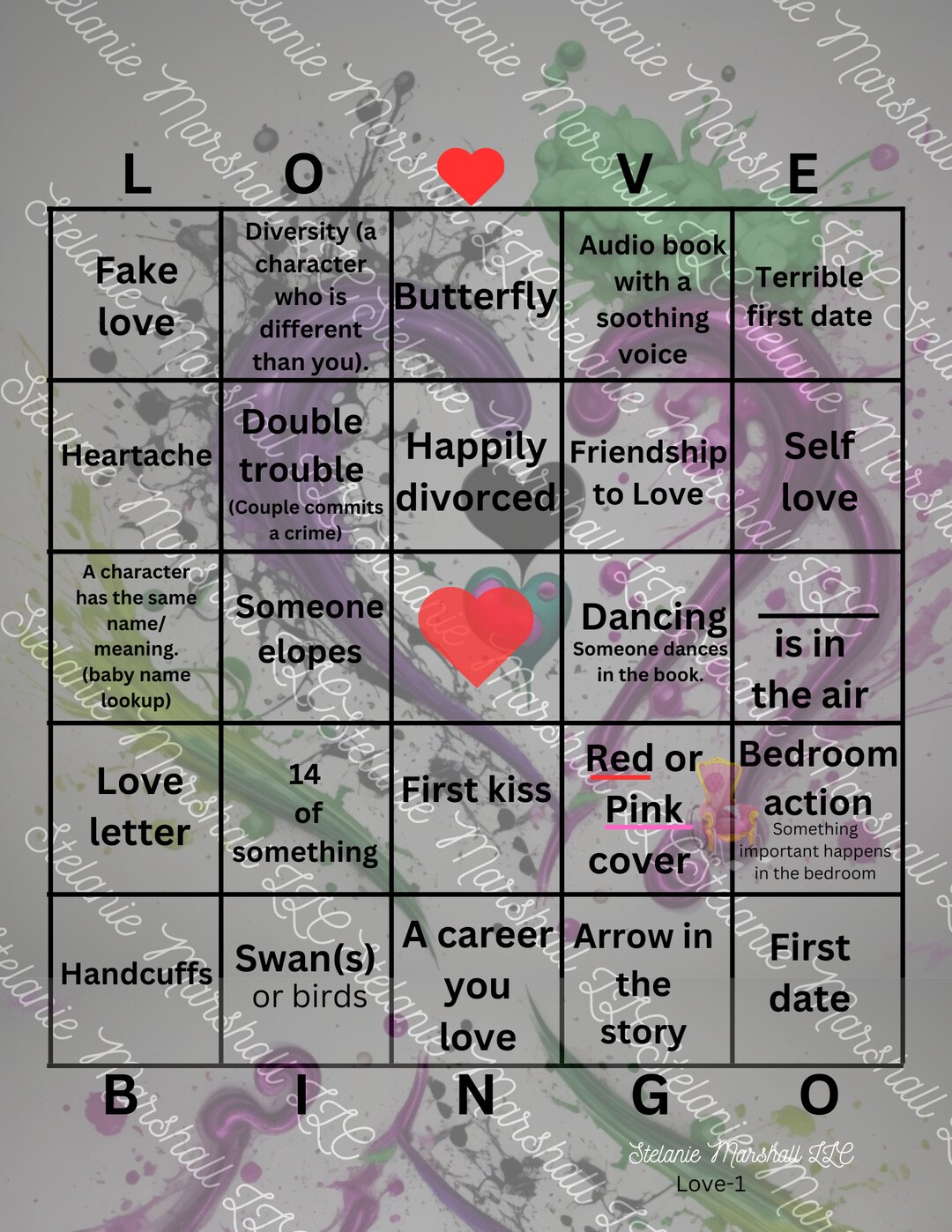 Reading/ Book Bingo Valentine's Day, Sweetest Day, Love, Cupid, Romance ...