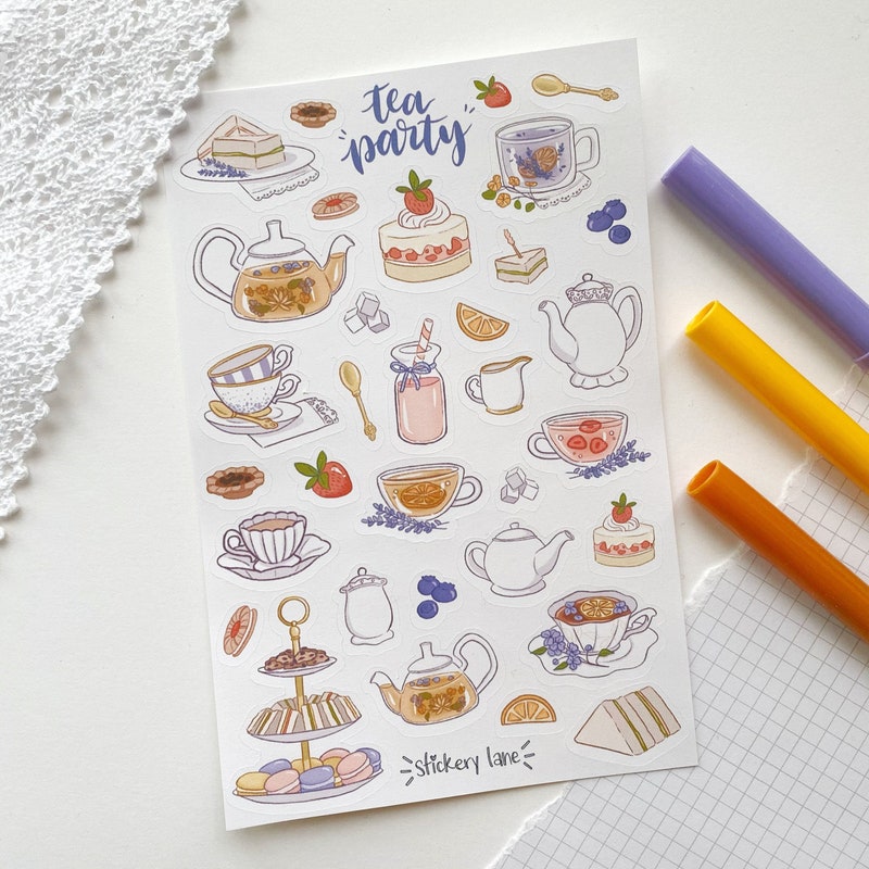 Tea Party Scrapbook Stickers - Etsy