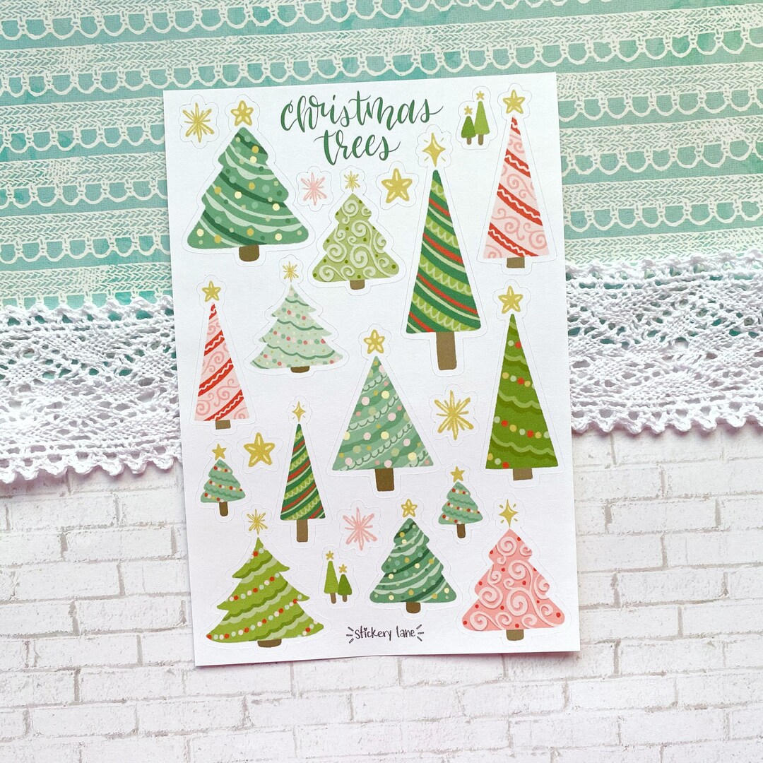 Christmas Trees Sticker Sheet - Etsy
