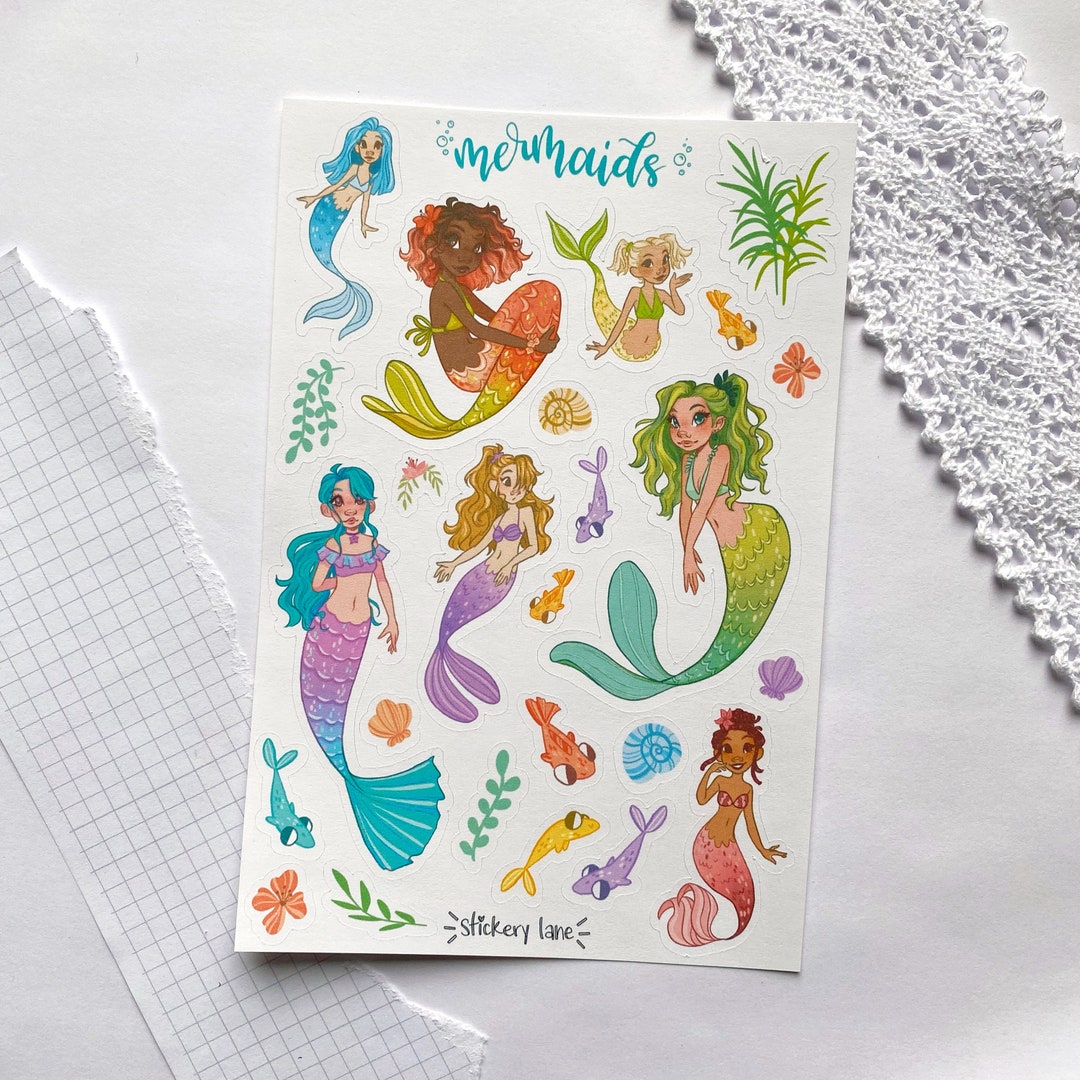 Mermaid Sticker Sheet | Stickers for Bullet Journal and Scrapbook - Etsy