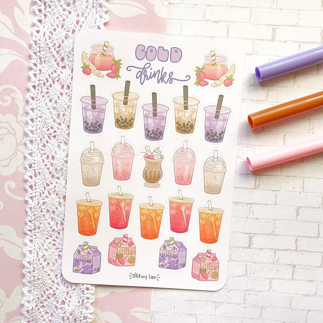 Cold Drinks Sticker Sheet - Etsy