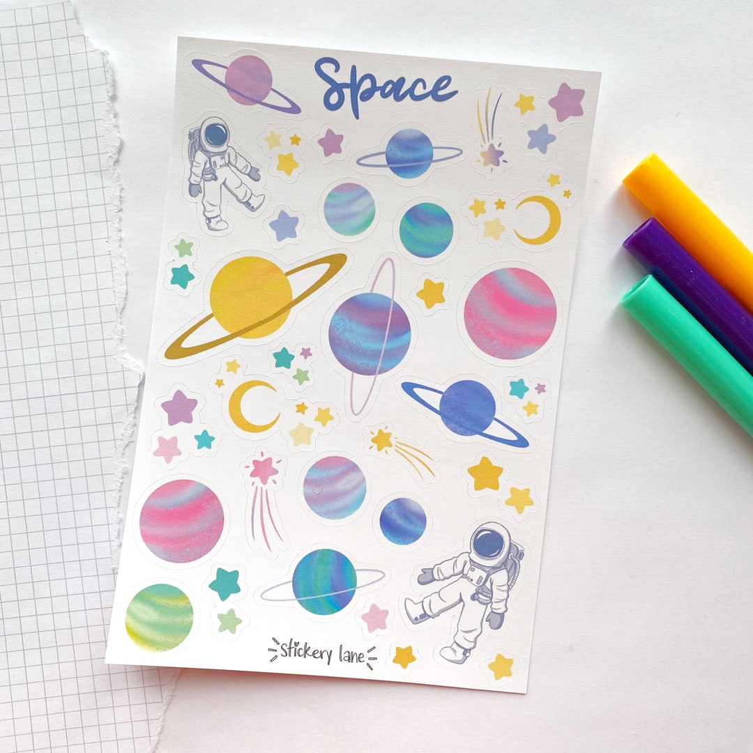 Space Sticker Sheet | Stickers for Bullet Journal and Scrapbook - Etsy