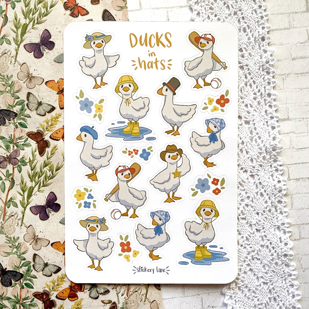 Ducks in Hats Sticker Sheet - Etsy