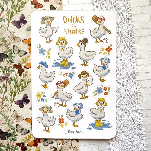 Ducks in Hats Sticker Sheet - Etsy