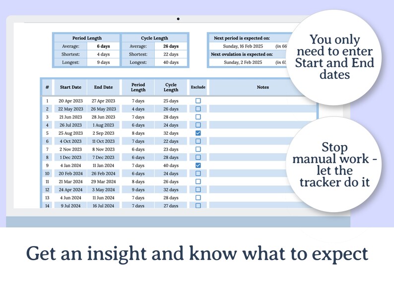 Minimalist Period and Menstrual Cycle Tracker Symptom Tracker Period ...