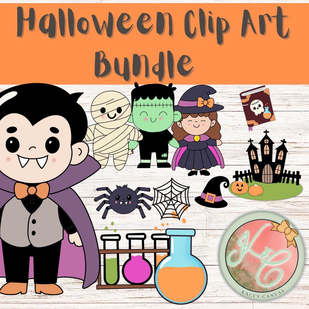 Hand-drawn Halloween Clip Art Bundle Vampire, Witch, Mummy & More ...