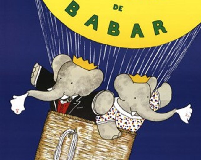 Babar in Paris Babar Poster Babar Print Babar Wall Art Babar Elephant ...
