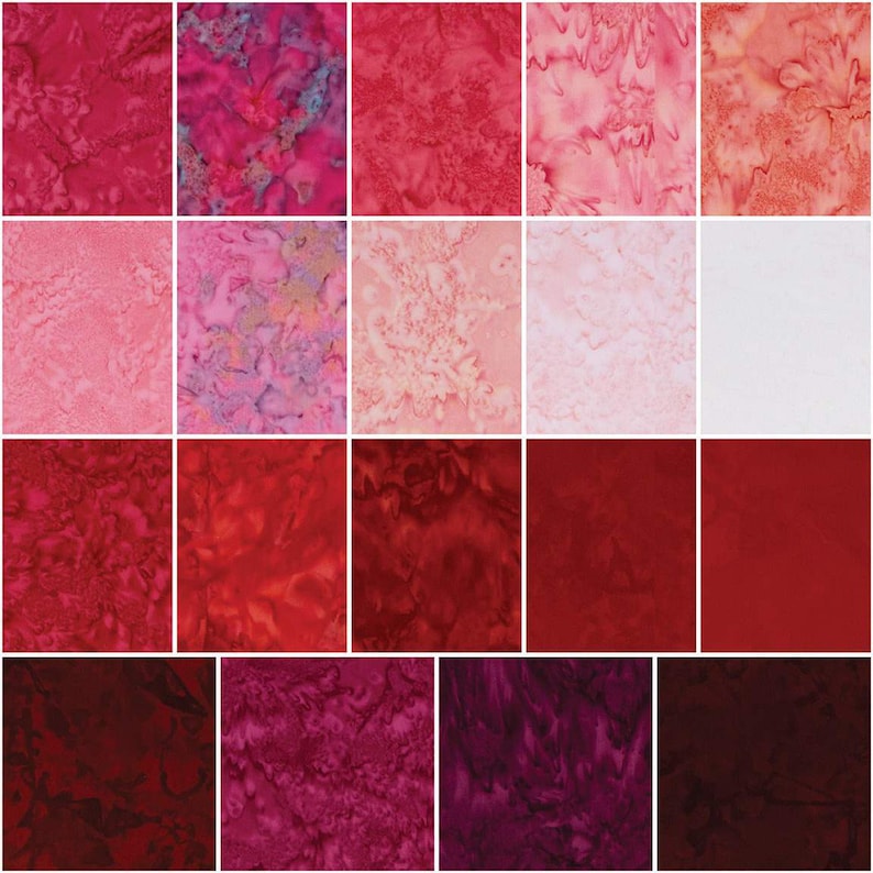 Expressions Batiks Shades of PINK & RED 5 Stacker 42 Fabric Squares ...