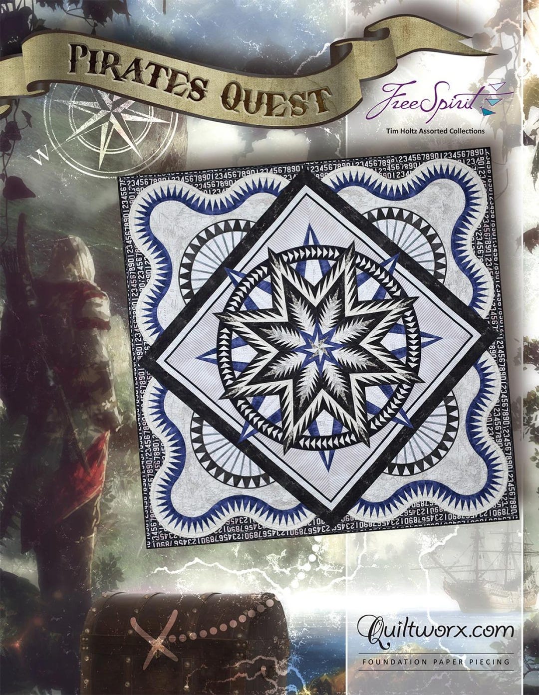 Pirates Quest Quilt Pattern | Quiltworx Judy Niemeyer 99x99 | Batik ...