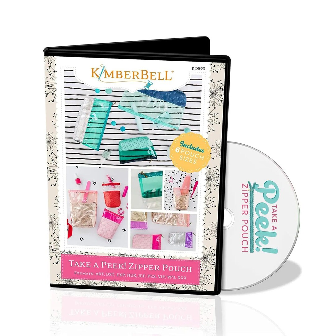 Take a Peek! Zipper Pouch Machine Embroidery CD | Kimberbell | Applique ...