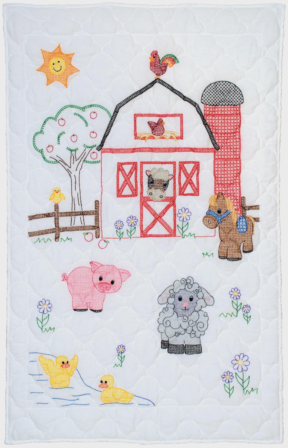 Crib Quilt Top Farm Friends Pattern | # 4060-939 | Cross Stitch Pre ...