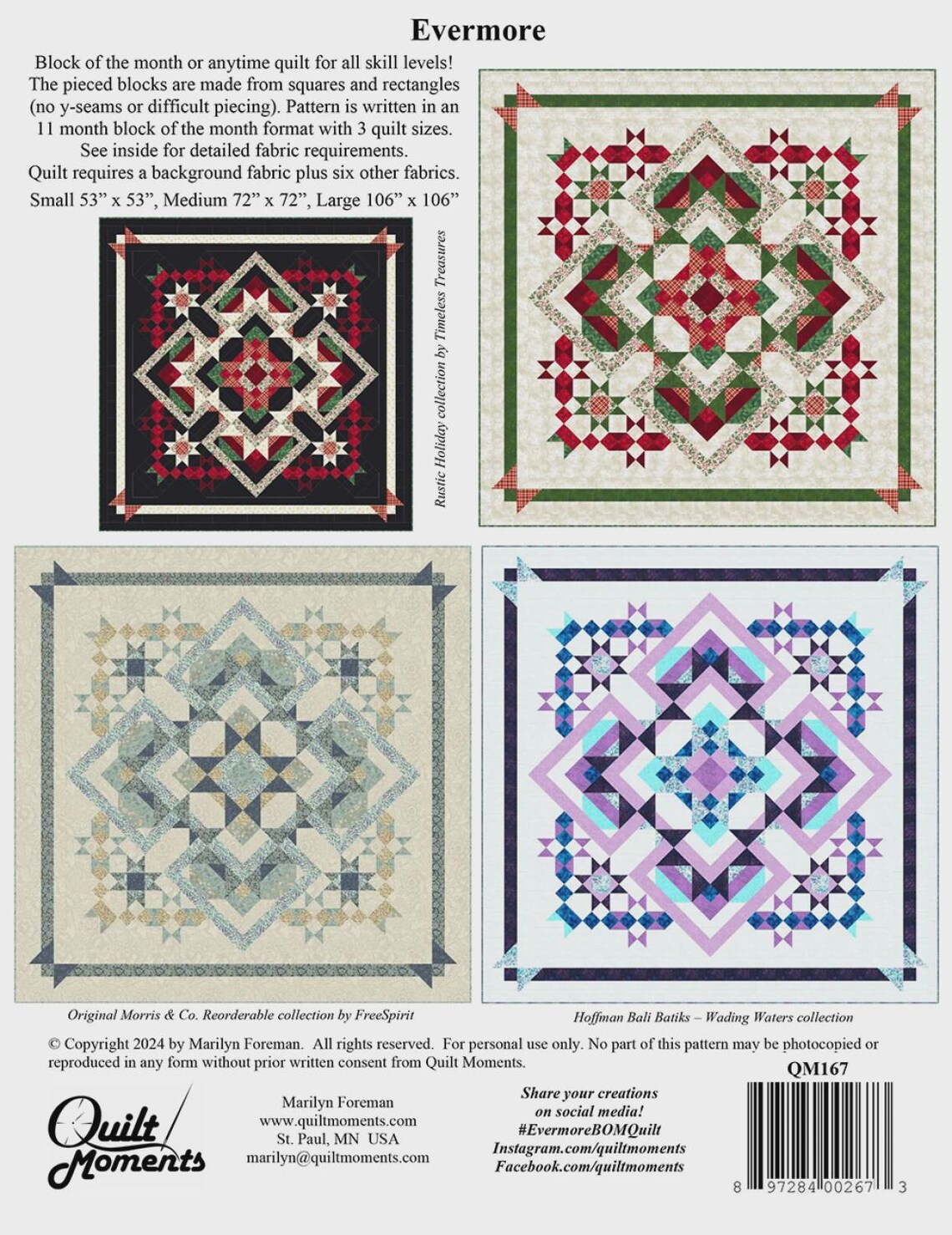 Evermore Block of the Month Quilt Pattern | QM167 | Quilt Moments ...