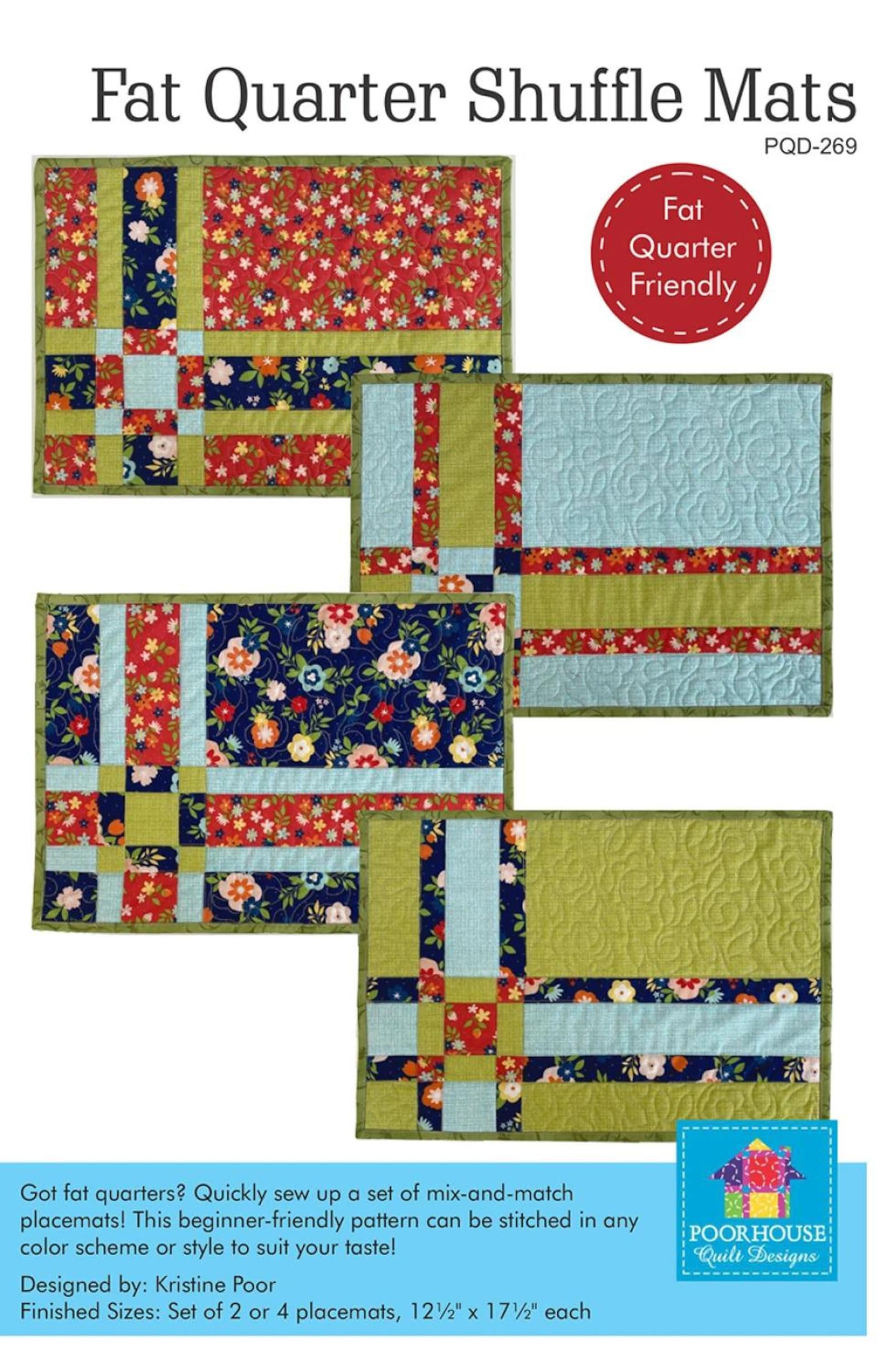 Fat Quarter Shuffle Mats Placemats Patterns | PQD-269 | Poorhouse Quilt ...