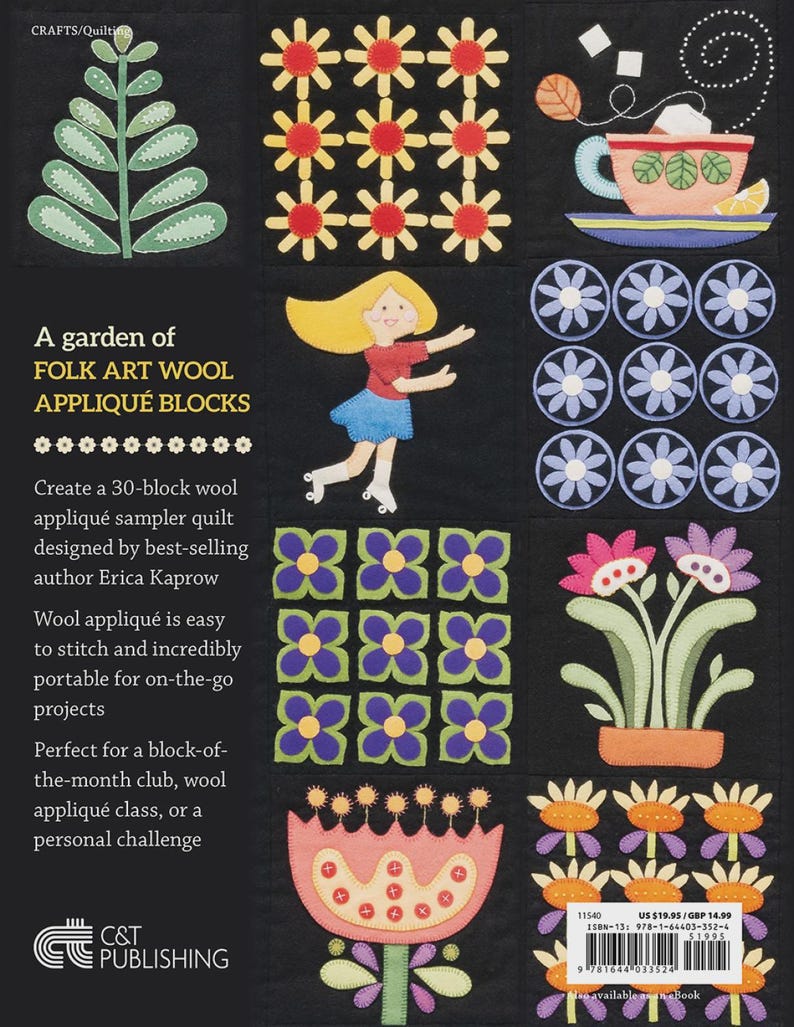 Folk Art Garden Applique Sampler Book | 11540 | Erica Kaprow Stash ...