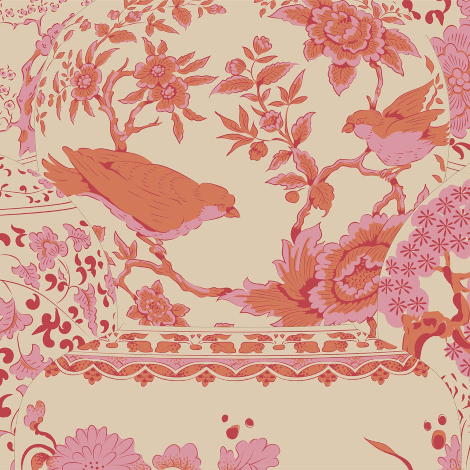 Chic Escape Vase Collection Pink L Half Yard 100460 | Tone Finnanger ...