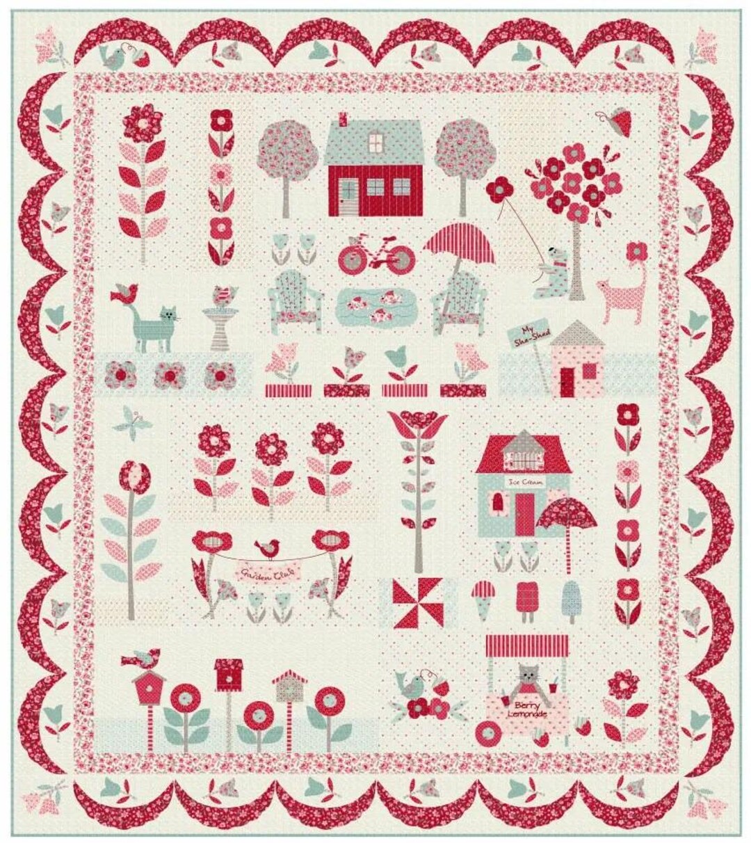 MY SUMMER HOUSE Pattern Book Applique Quilt | 73"x82" | Anne Sutton ...