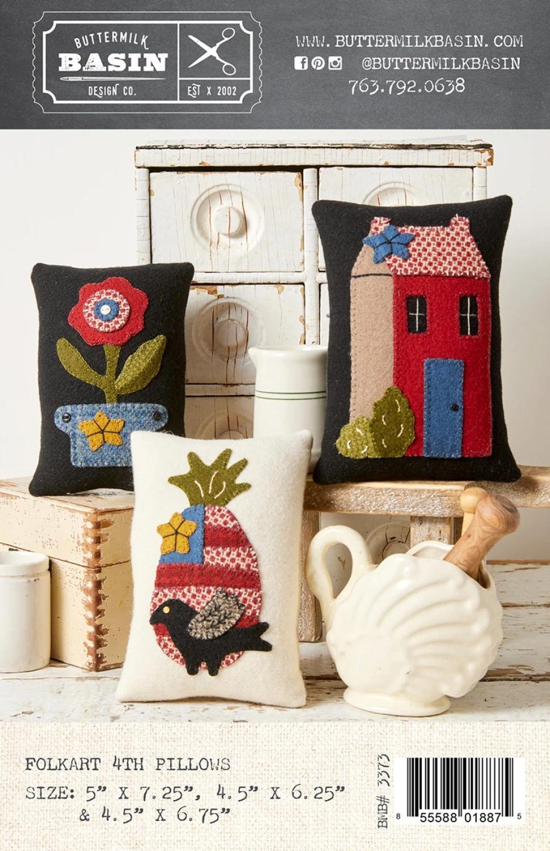 Folkart 4th Pillows | Buttermilk Basin | Decor Embroidery Stitchery ...