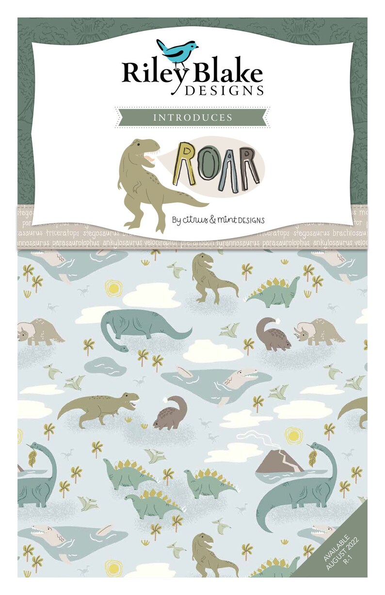 Roar Dino Backpack and 3 Pillow Panel | BTY BTHY | Citrus and Mint ...