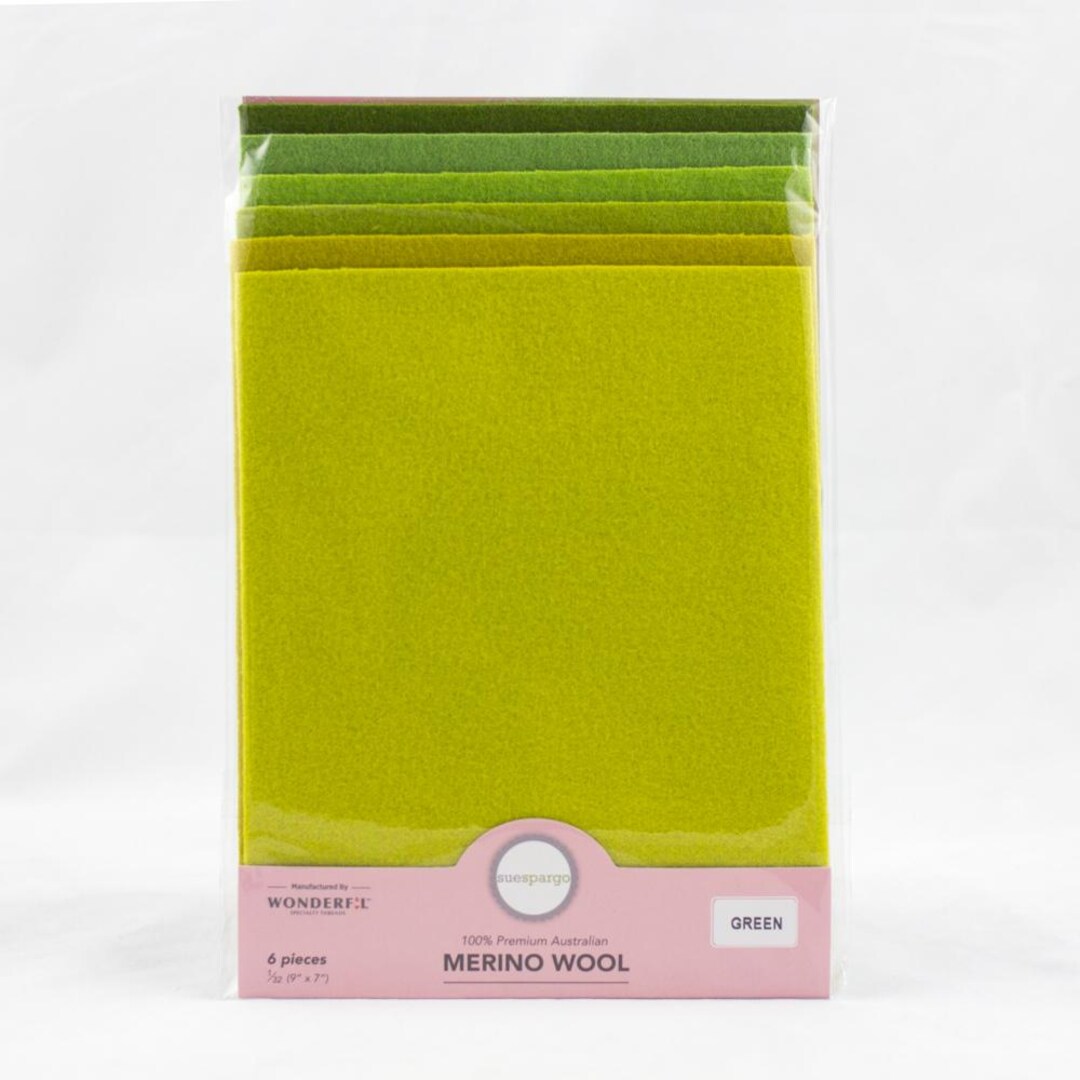 Sue Spargo GREEN Wool Pack 1/32 Pr 1/64 | 6 Pieces | Australian Merino ...
