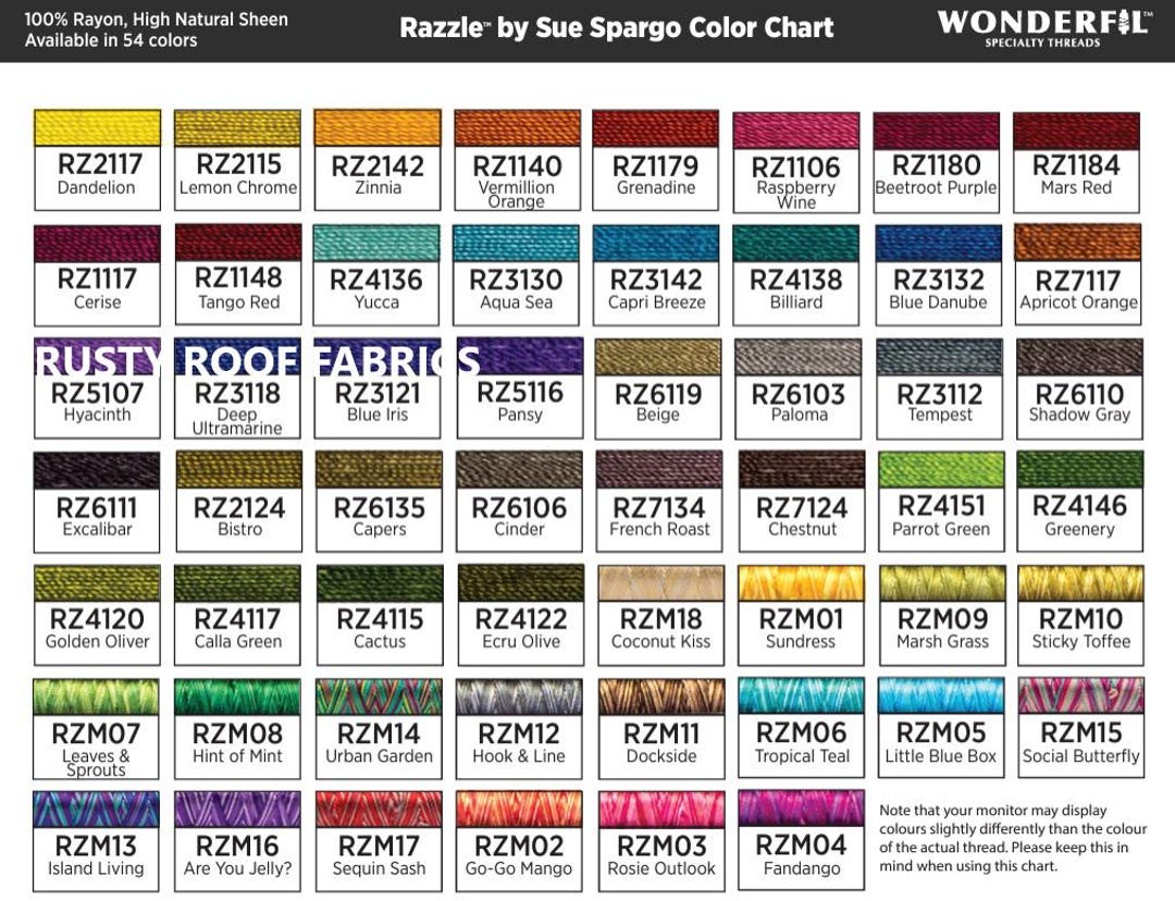 Razzle Spool Singles Thread | 46 Solid Colors | 8wt Rayon 46M or 229M | Wonderfil | Rusty - Etsy
