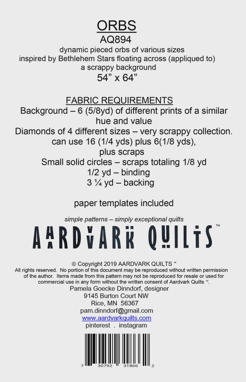 Orbs Quilt Pattern | AQ894 | Pamela Dinndorf Aardvark Quilts | Modern ...