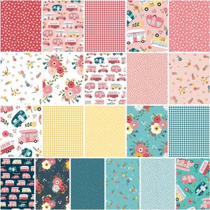 Gone Glamping 10" Stacker Layer Cake | Lori Whitlock Riley Blake | 1960s Retro Van Camping RV ...