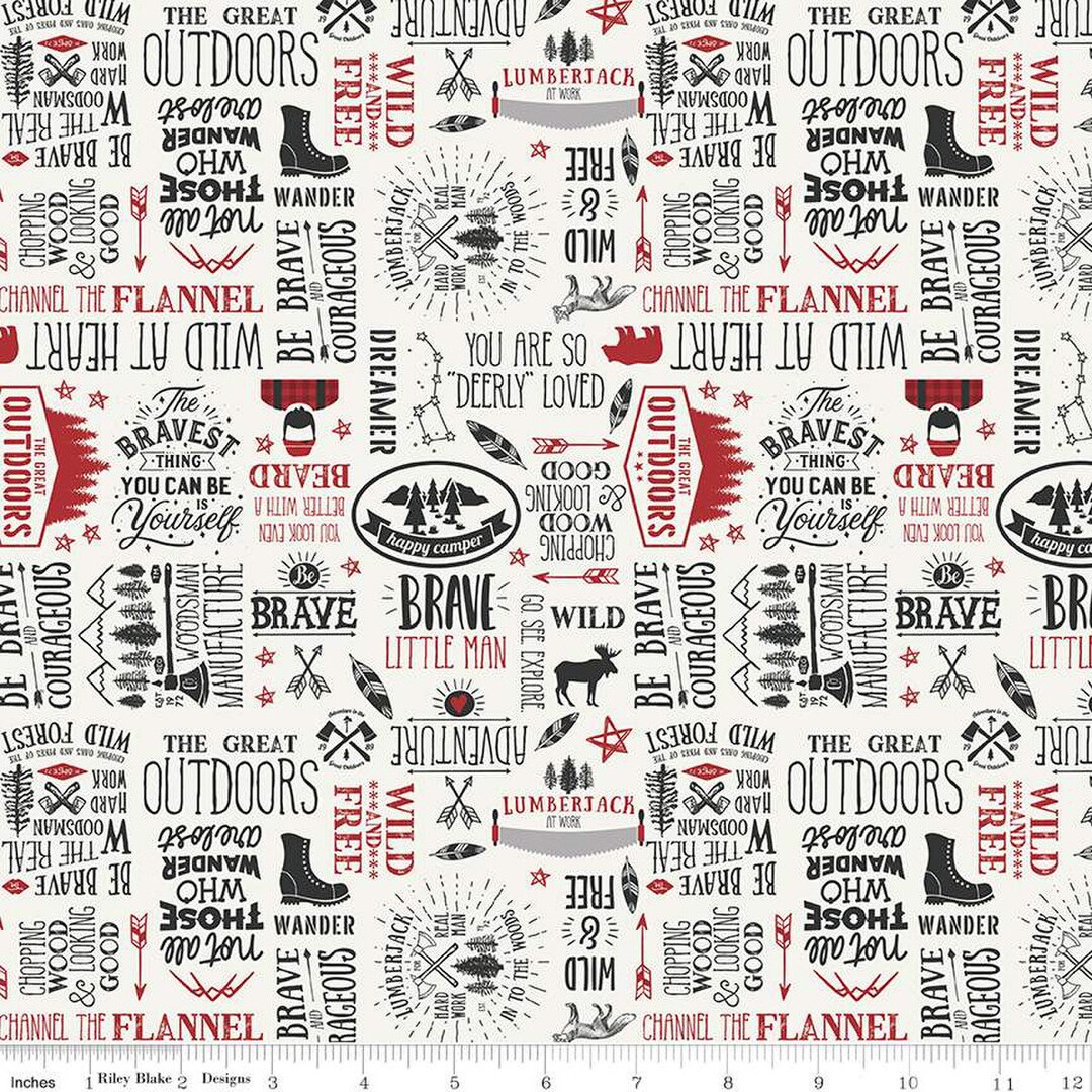Woodsman Text CREAM | Lori Whitlock Riley Blake Designs | Outdoor ...