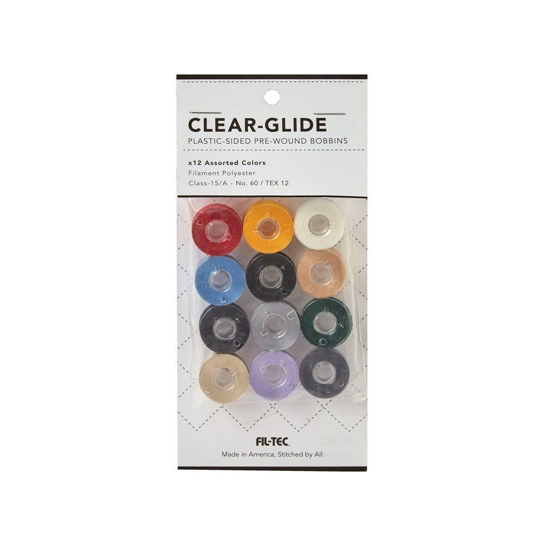 GLIDE Clear-glide Bobbin Thread Pack | Class 15/A or L | 12 Bobbins ...