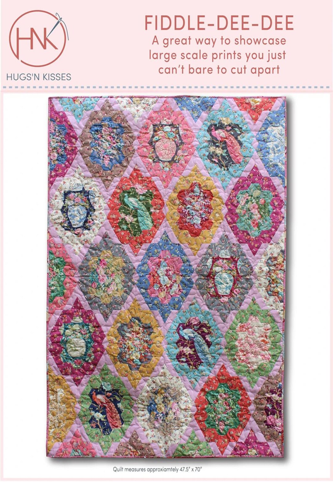 Fiddle-dee-dee Quilt Pattern | 47x70 | Hugs 'n Kisses | EPP Papers ...