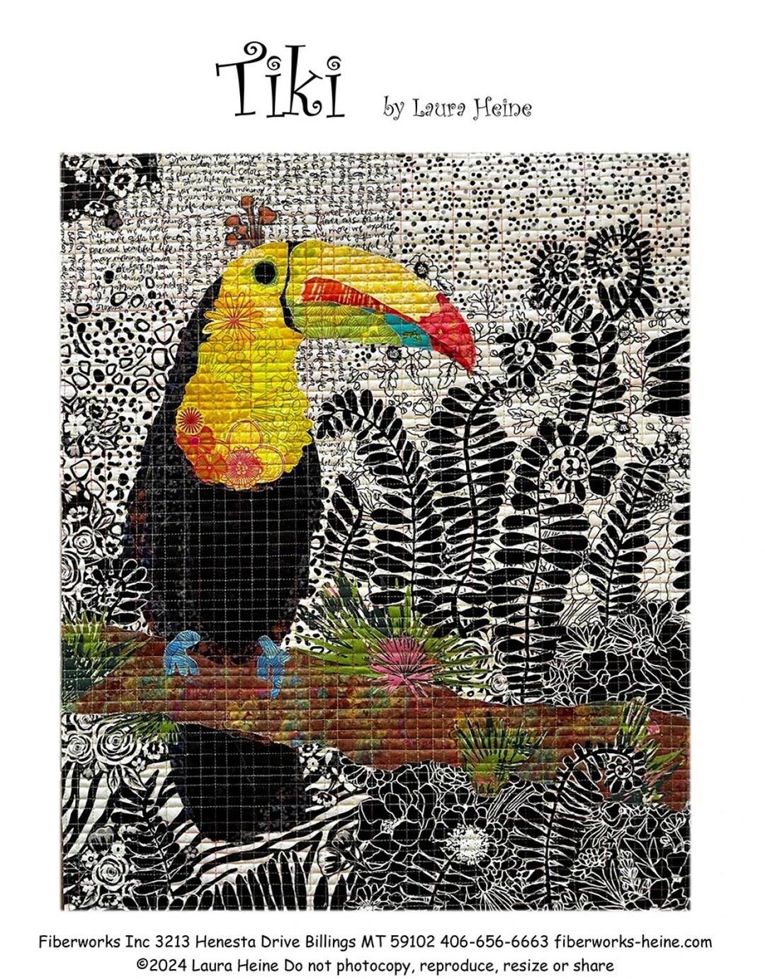 Tiki Toucan Collage Pattern | Laura Heine Fiberworks | 18" X 22" | Wall ...