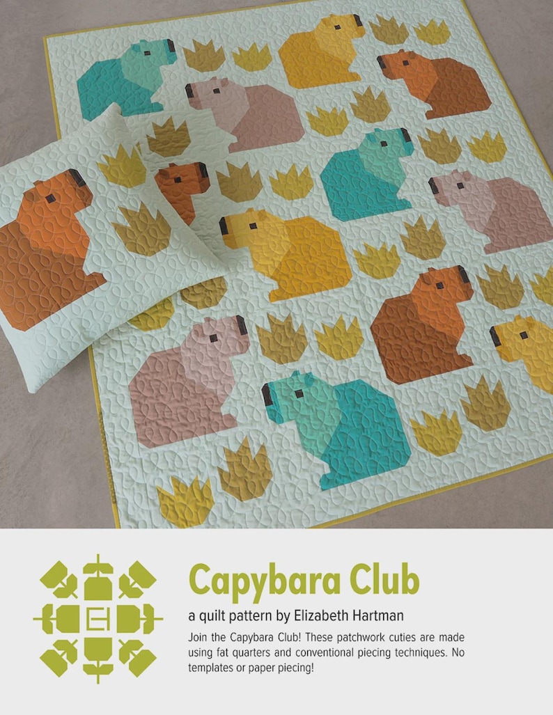 Capybara Club Quilt and Pillow Pattern | EH084 | Multi Sizes ...