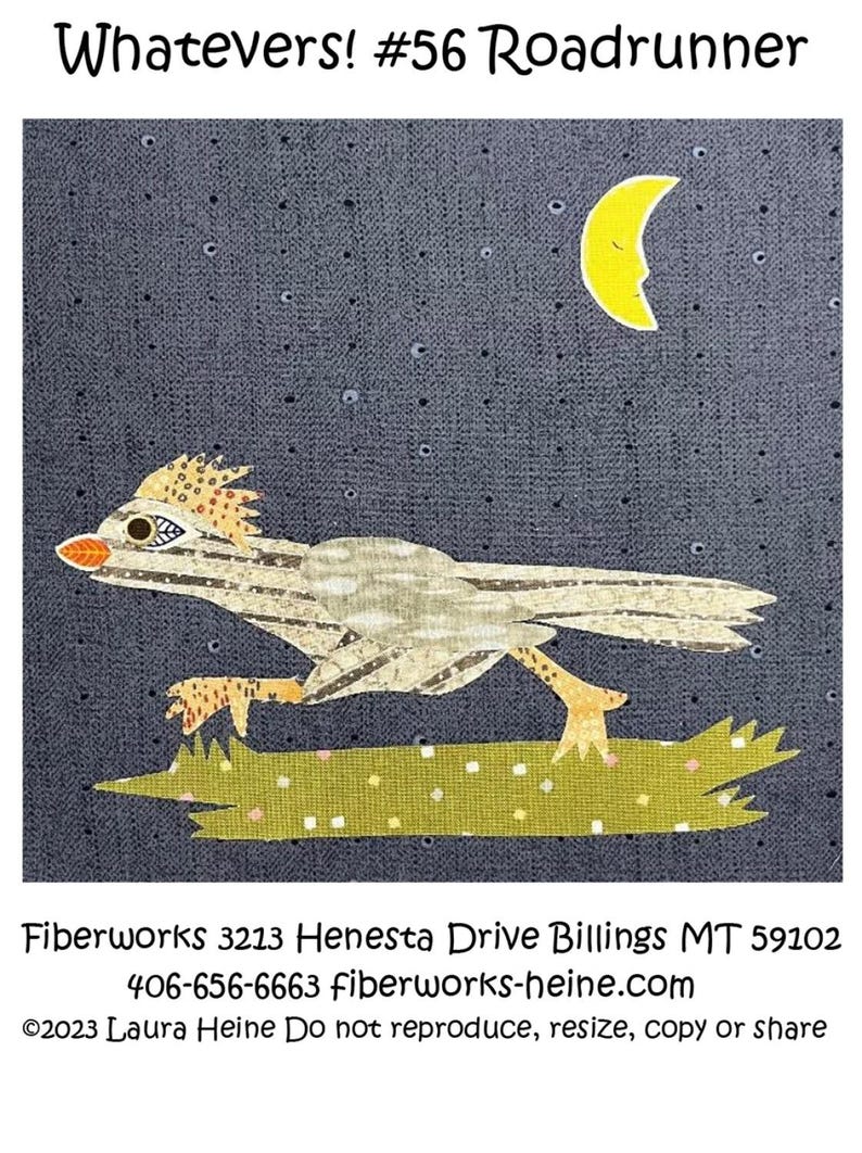 Whatevers! #56 Roadrunner Collage Pattern | Laura Heine Fiberworks ...