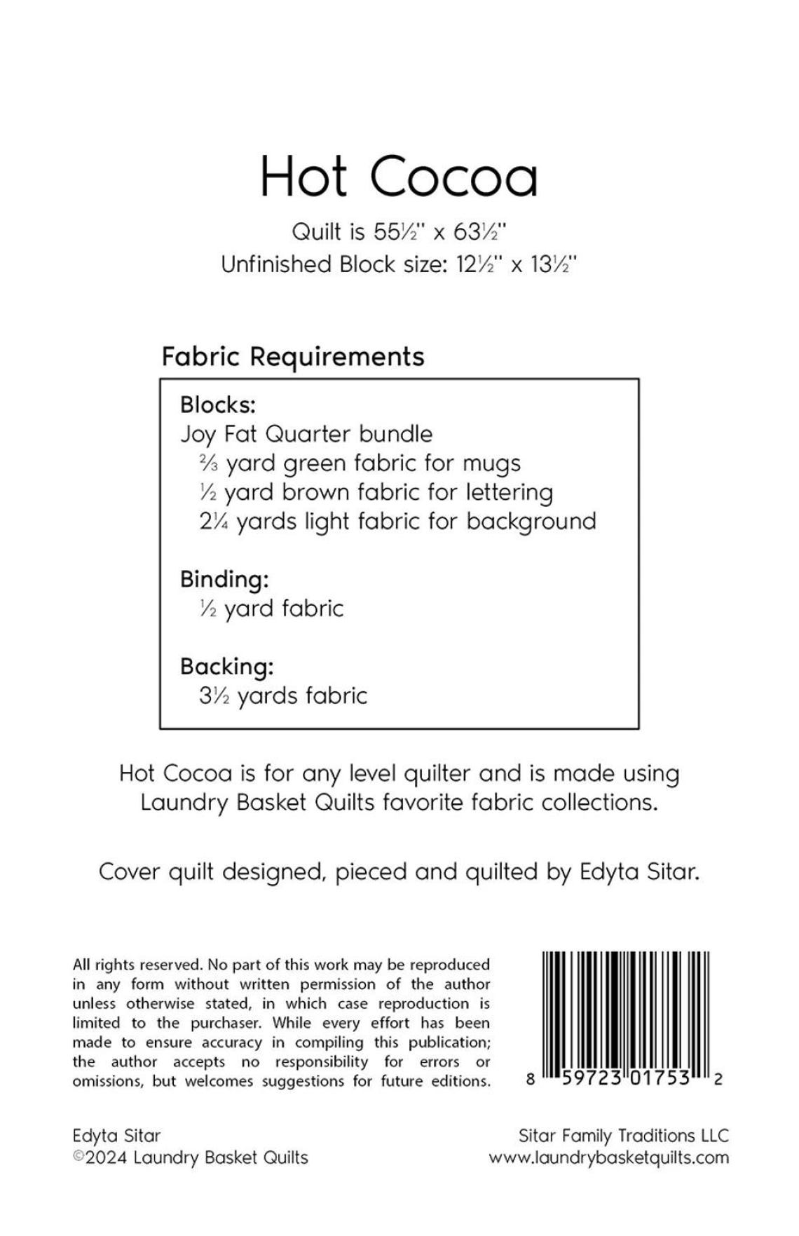 Hot Cocoa Quilt Pattern | Edyta Sitar Laundry Basket Quilts | 66x63 ...